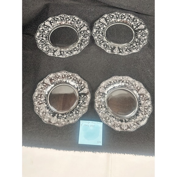 Cambridge | Dining | Cambridge Rose Point Etched Crystal Glass Plates 8 ...